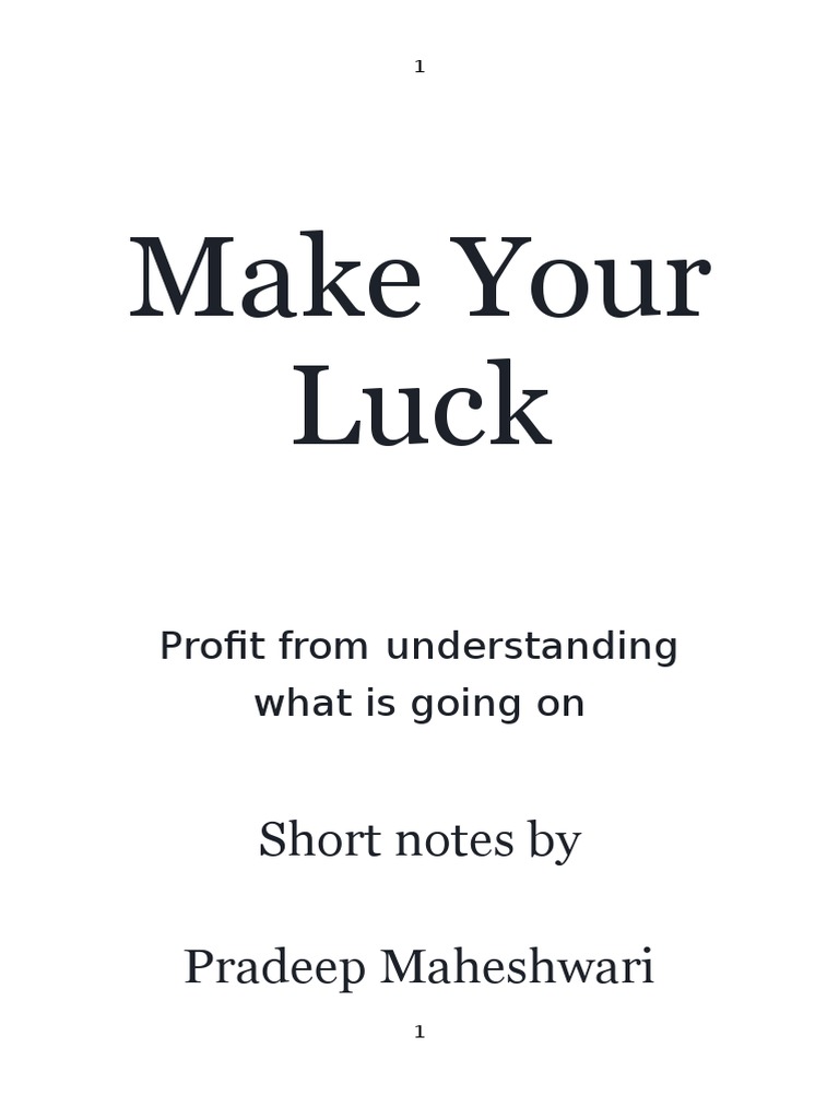 Make Your Luck | PDF | Wellness | Science & Mathematics