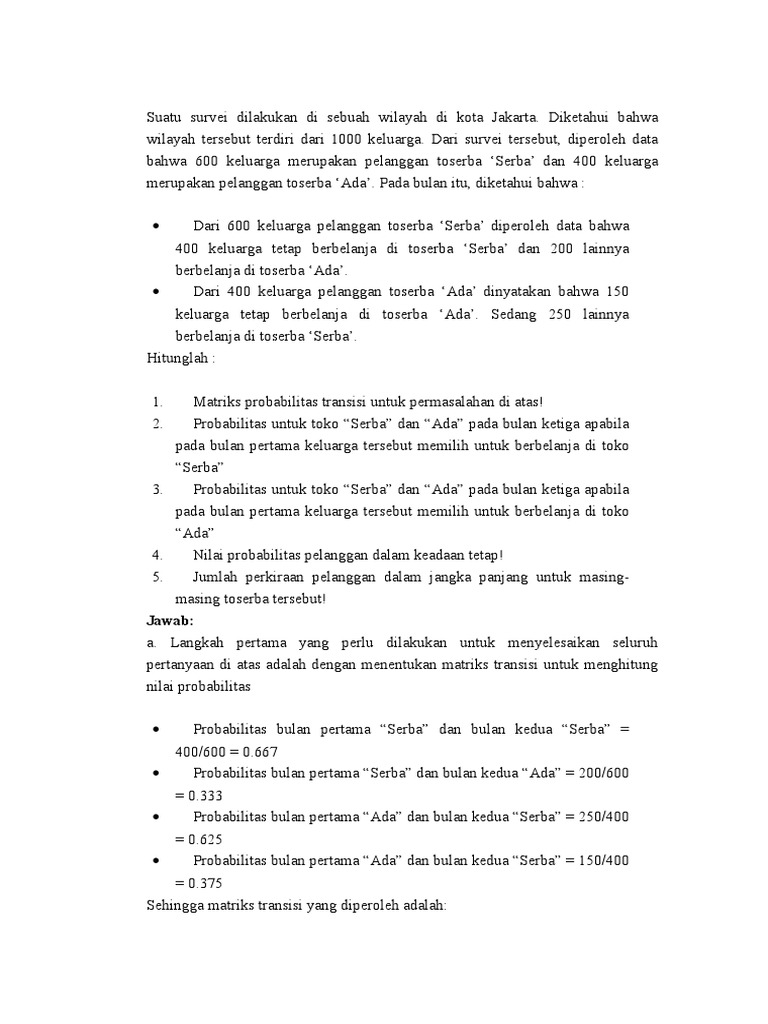 Contoh Soal Markov Chain | PDF