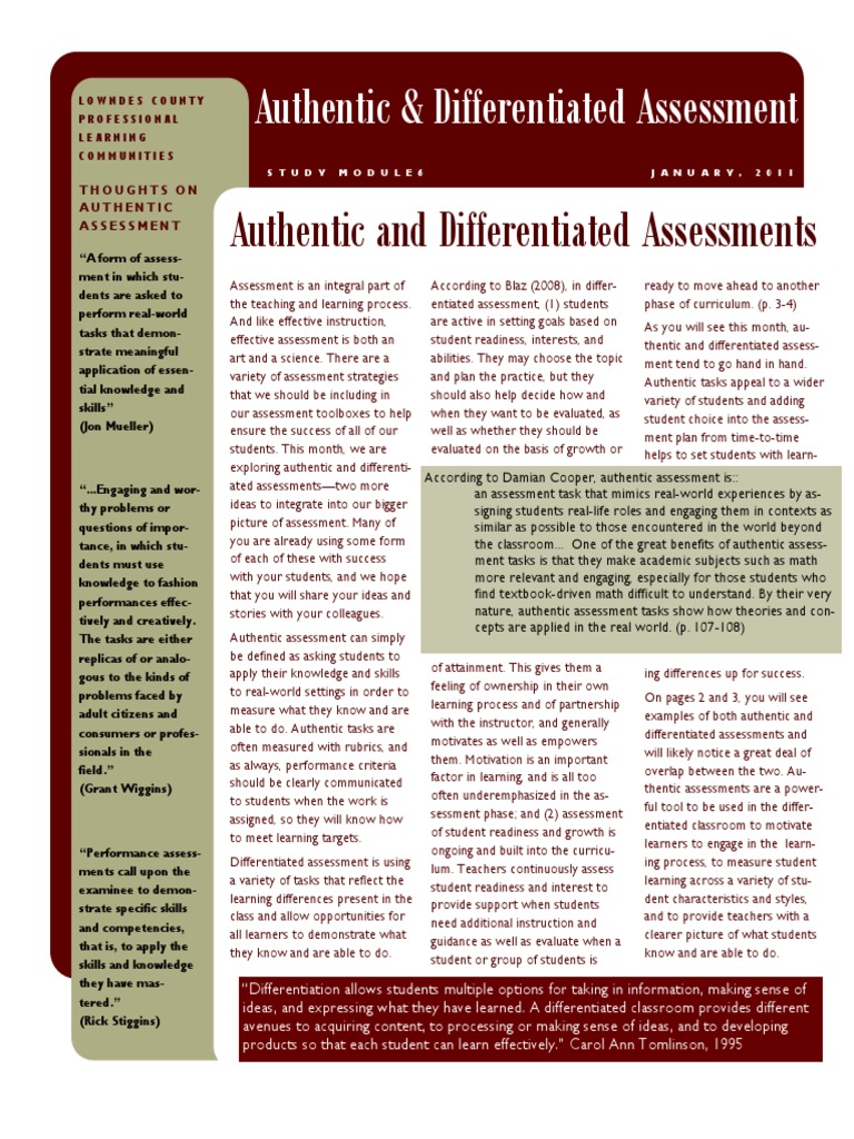 Module 6 Authentic and Differentiated Assessments | PDF | Educational ...