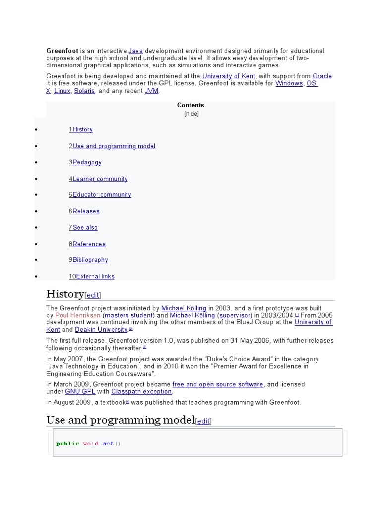 Greenfoot: Java Education Tool Overview | PDF | Software Engineering ...