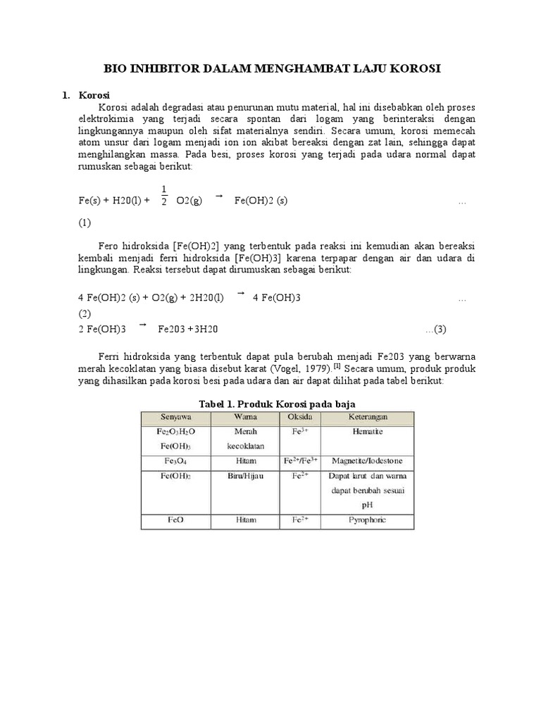 Bio Inhibitor Dalam Menghambat Laju Korosi | PDF