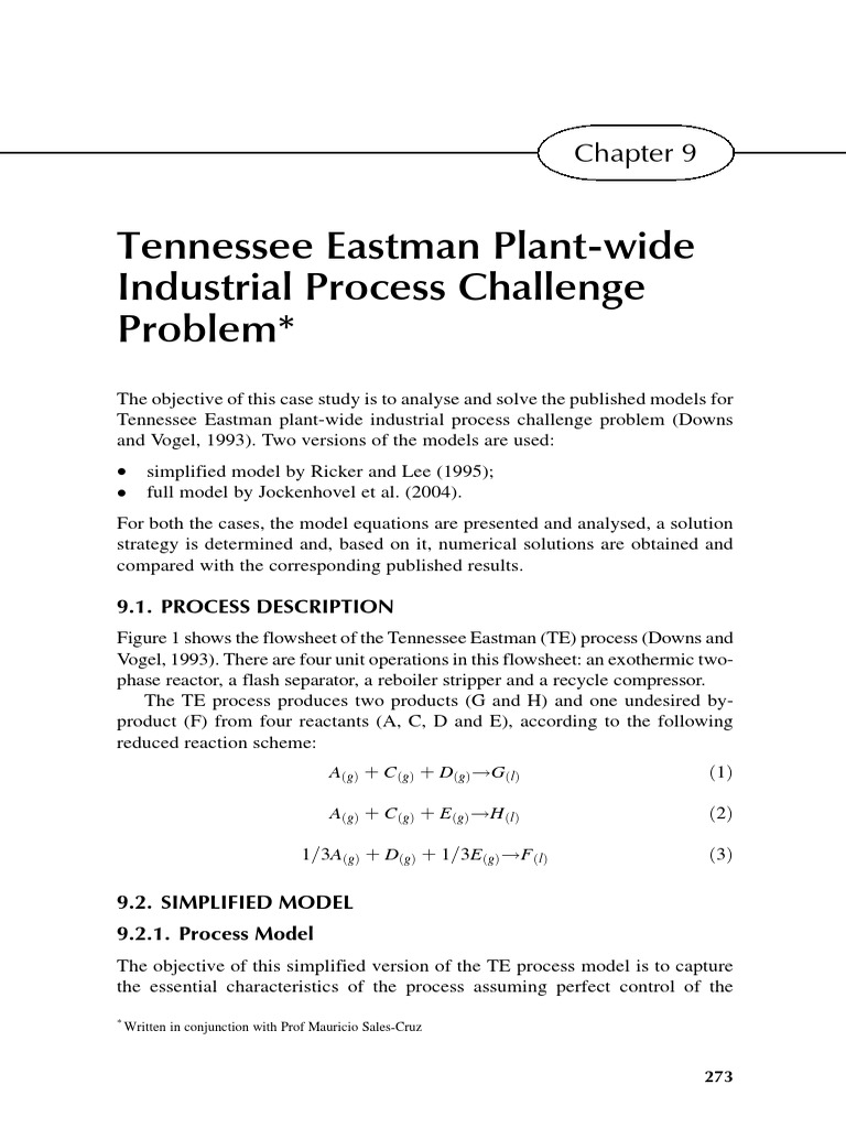 Tennessee Eastman Process Analysis | PDF | Chemical Reactor | Reaction Rate