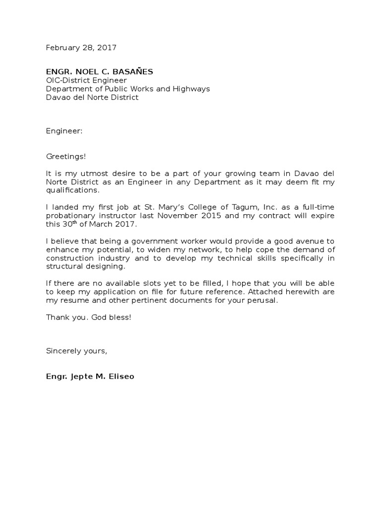 Application Letter | PDF