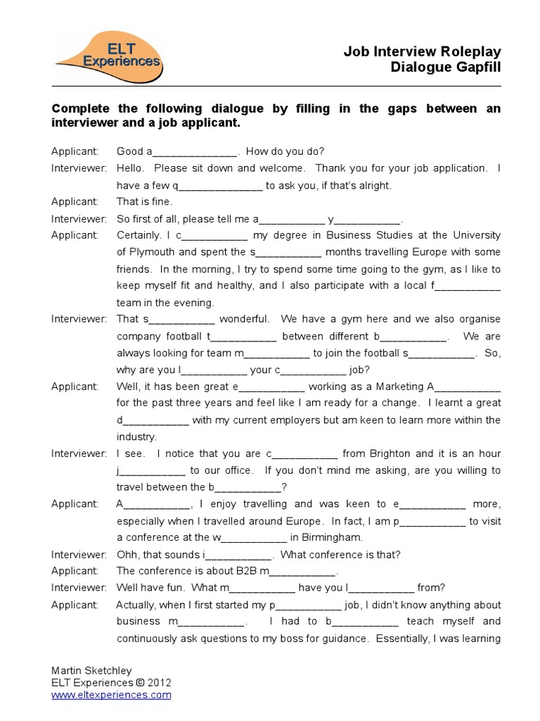 19.2 Job-Interview-Role-Play-Dialogue PDF | PDF | Job Interview | Labour