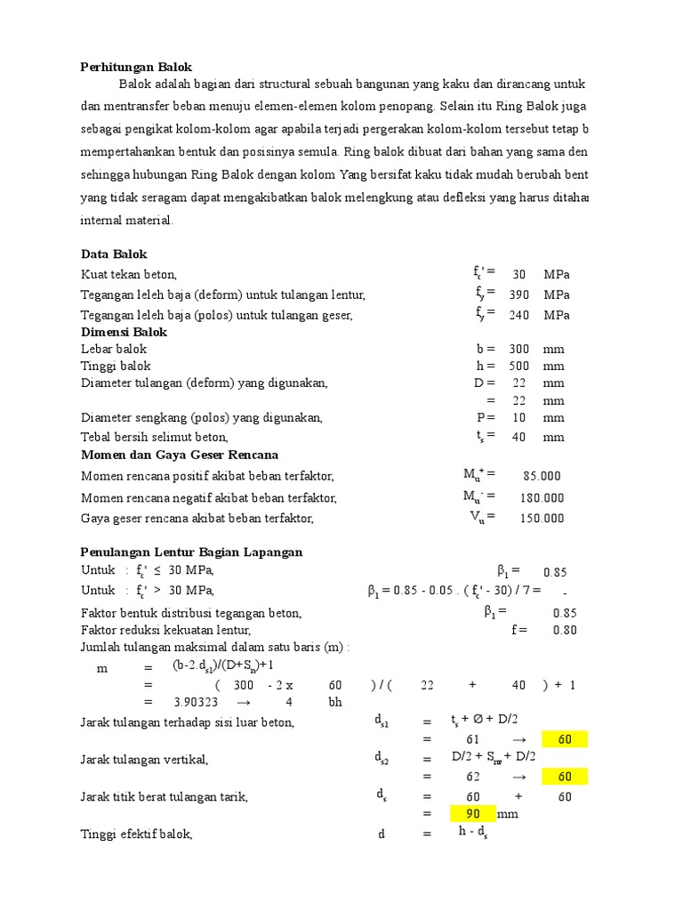Balok Tulangan Tunggal | PDF