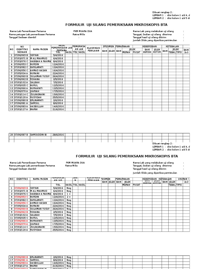 Formulir Uji Silang TB | PDF