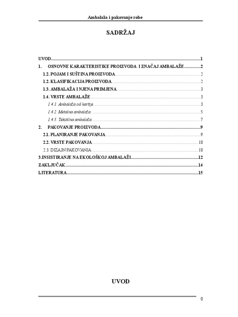Ambalaža I Pakovanje Robe | PDF
