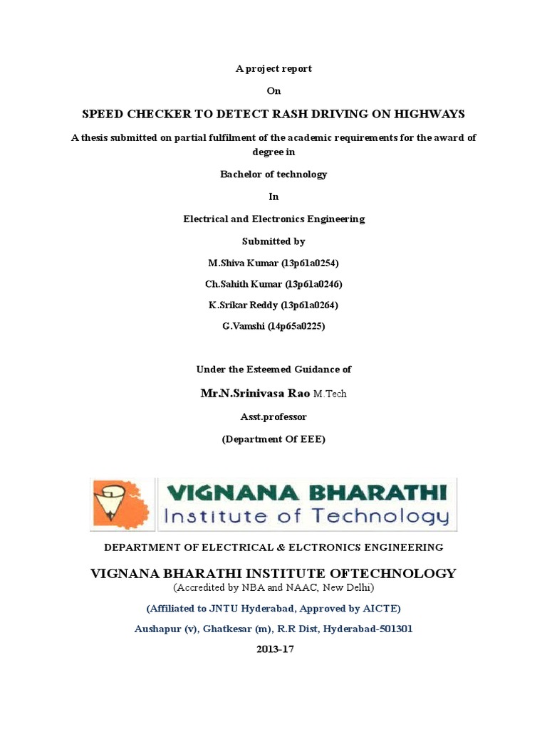 Speed Checker To Detect Rash Driving On Highways: Vignana Bharathi ...