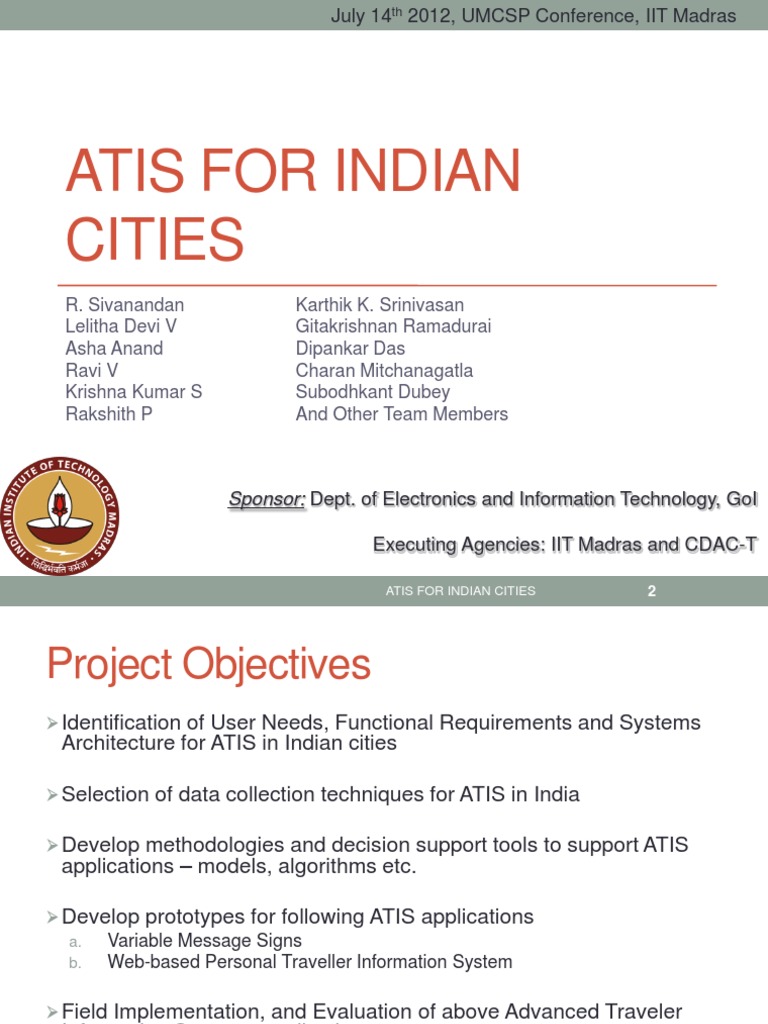 ATIS For Indian Cities | PDF | Traffic Congestion | Prediction