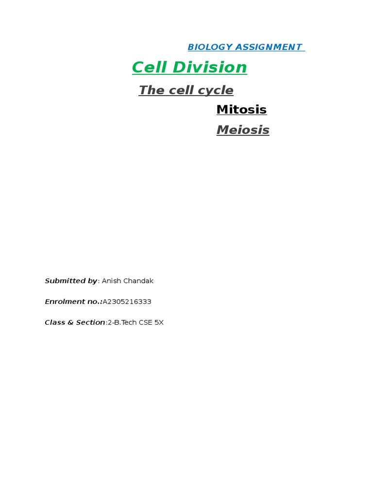Front Page Cell Division | PDF