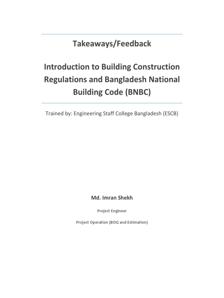 Report - Introduction To BNBC - Md. Imran Shekh | PDF | Building Code | Building Insulation
