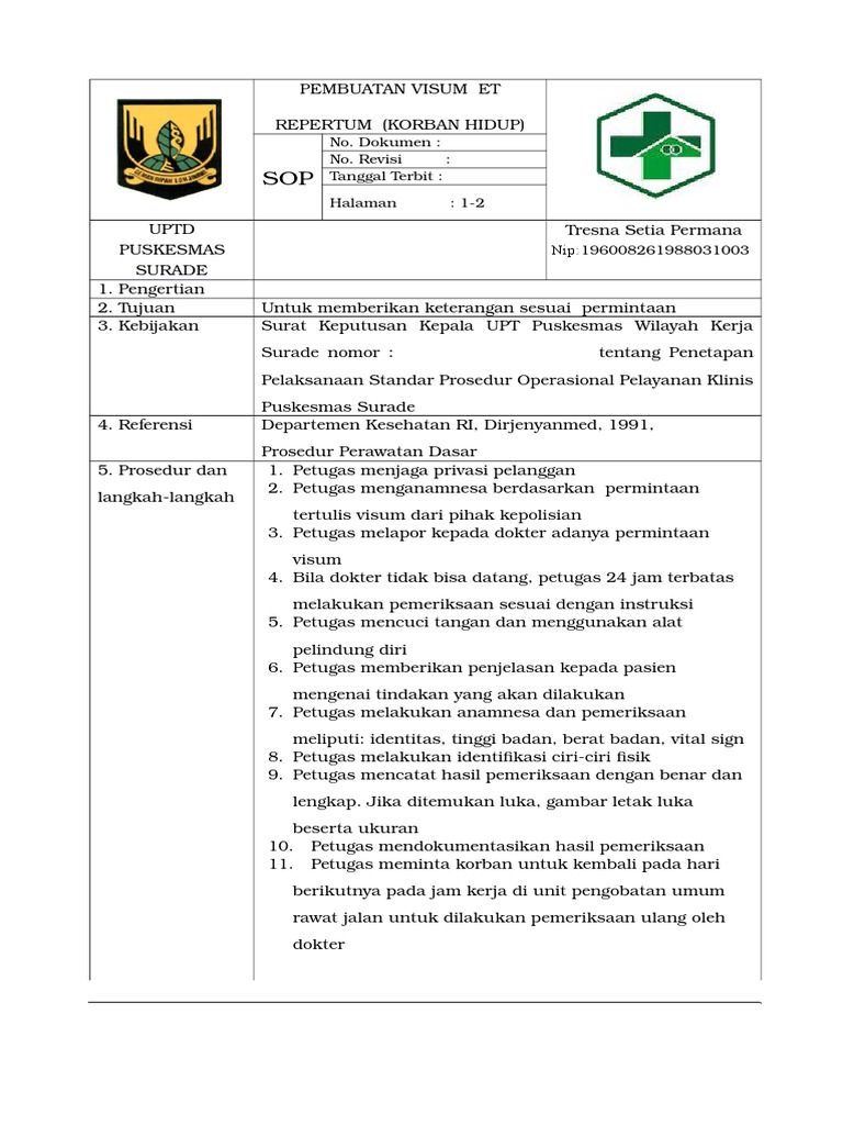 Sop Pembuatan Visum | PDF