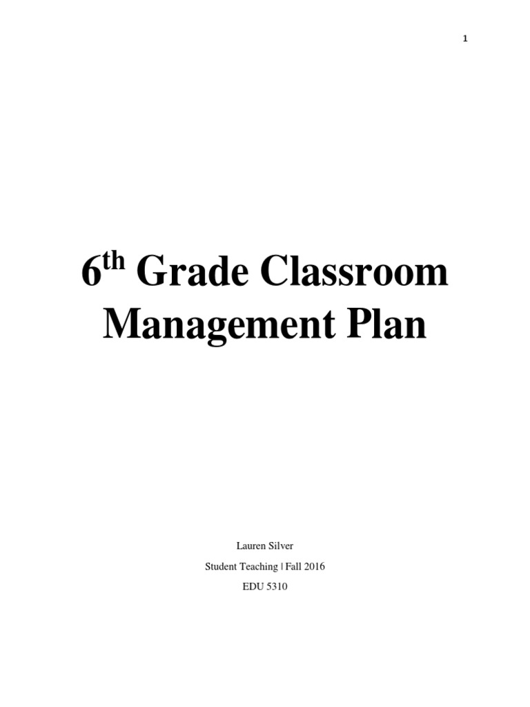 6th Grade Classroom Management Plan | PDF | Classroom | Homework