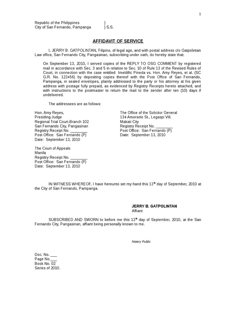 Affidavit of Service 2 (Scribed) | PDF