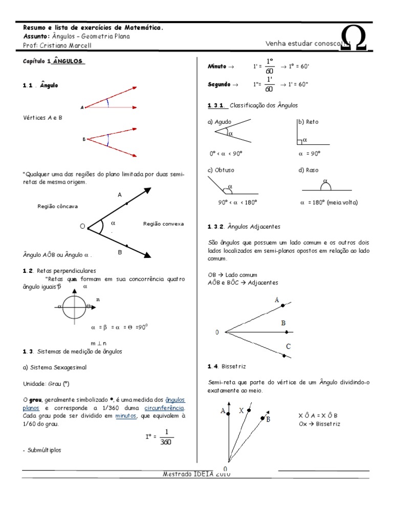 Ângulos - Geometria Plana | PDF | Ângulo | Geometria triangular