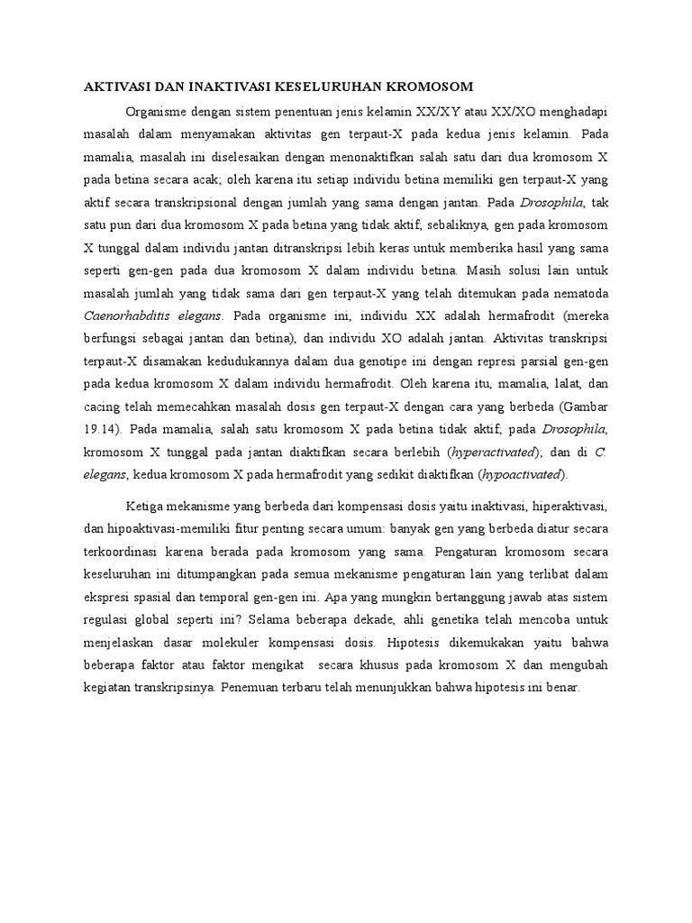 Aktivasi Dan Inaktivasi Keseluruhan Kromosom | PDF | Ilmu Sosial | Sains & Matematika