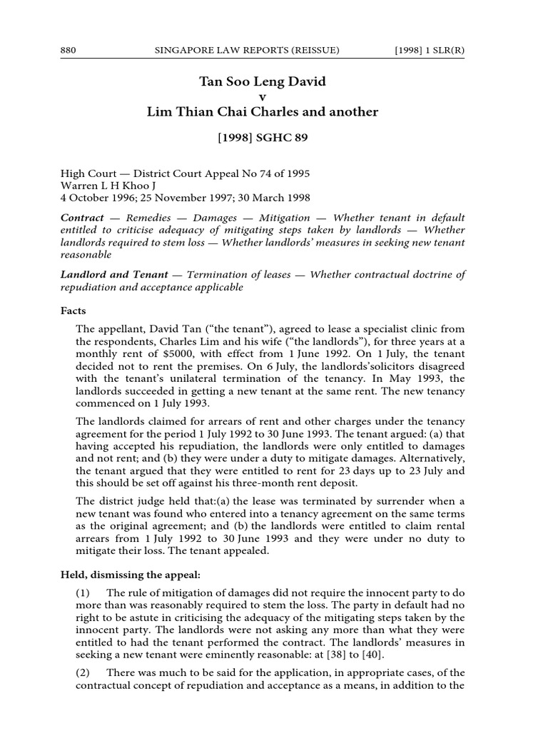 Tan Soo Leng David V Lim Thian Chai Charles and Another PDF | PDF ...
