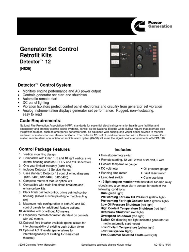 Cummins Genset Detector Panel | PDF | Electric Generator | Detector (Radio)