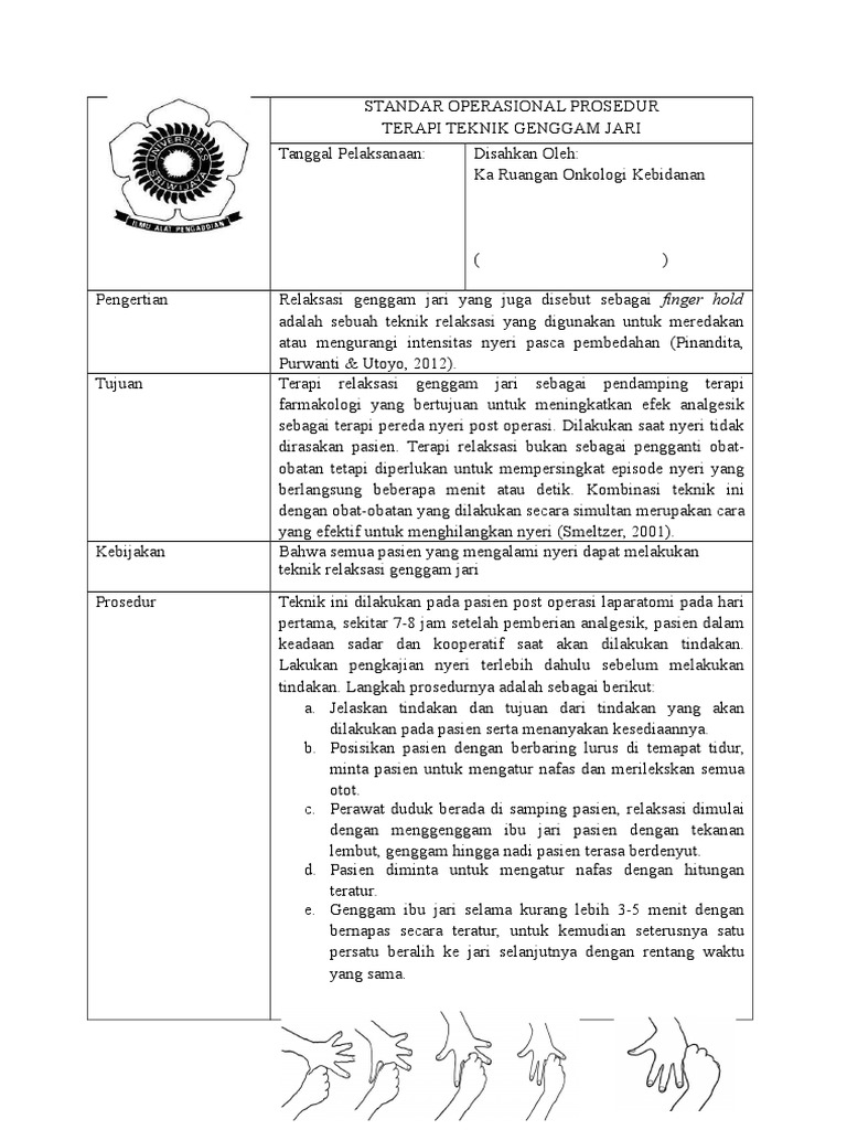 SOP Terapi Genggam Jari untuk Nyeri | PDF | Pengembangan Diri | Sains ...