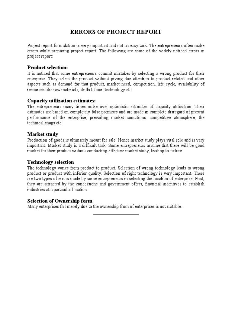 Errors of Project Report | PDF