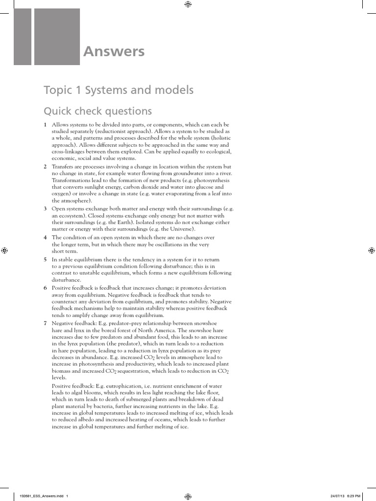 ESS Answers Final PDF | PDF | Primary Production | Ecosystem