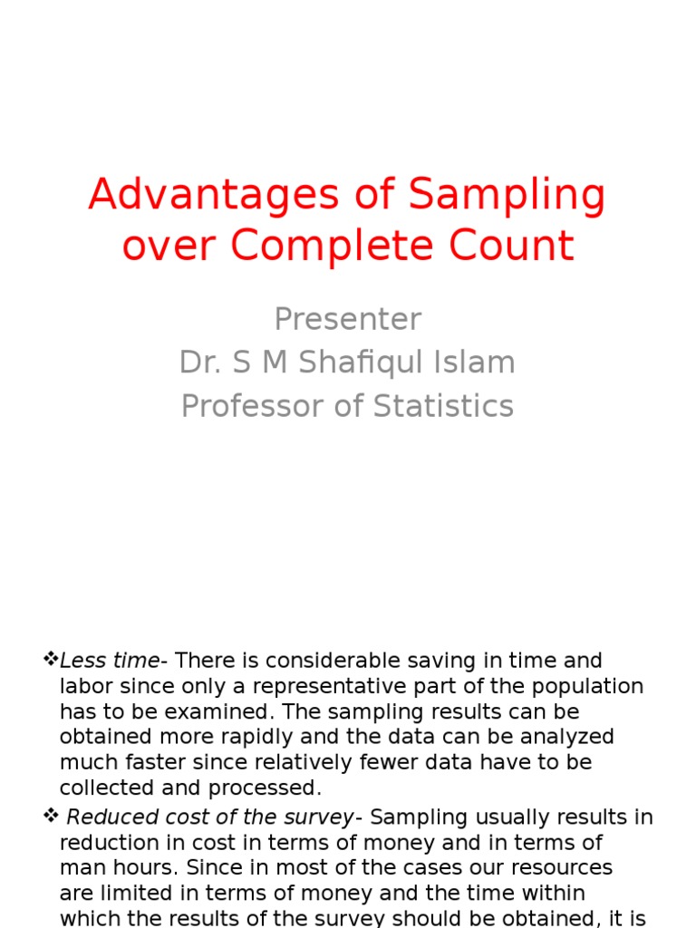 Advantages of Sampling in Surveys | PDF
