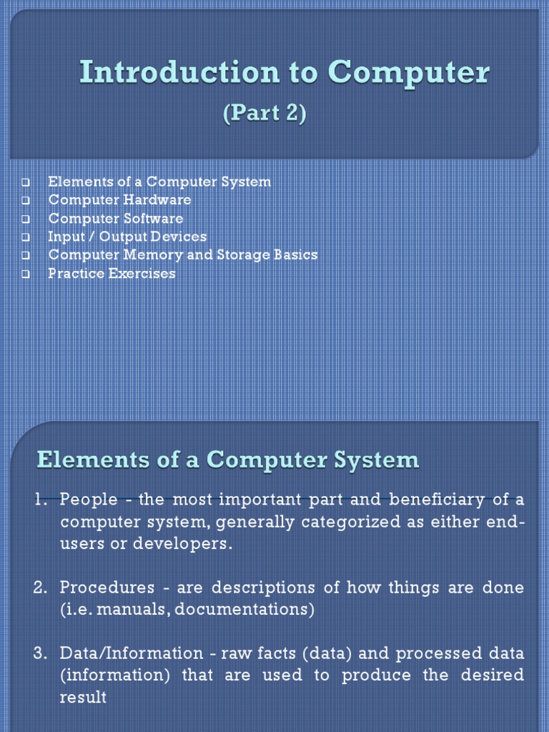 Intro To Computer Part 2 | PDF | Input/Output | Computer Hardware