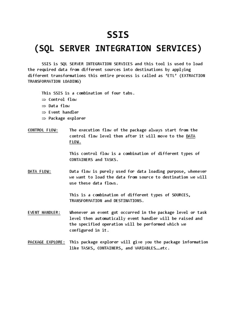 SSIS Overview and Configuration Guide | PDF | Control Flow | Comma ...