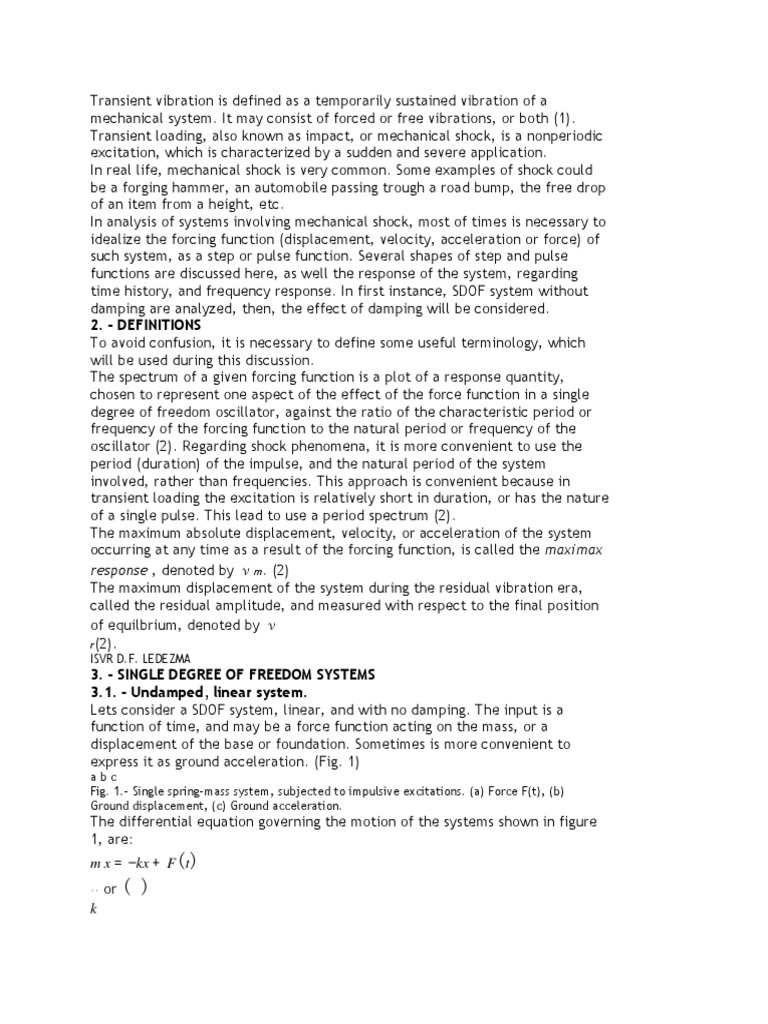 Transient Vibration Is Defined As A Temporarily Sustained Vibration of ...