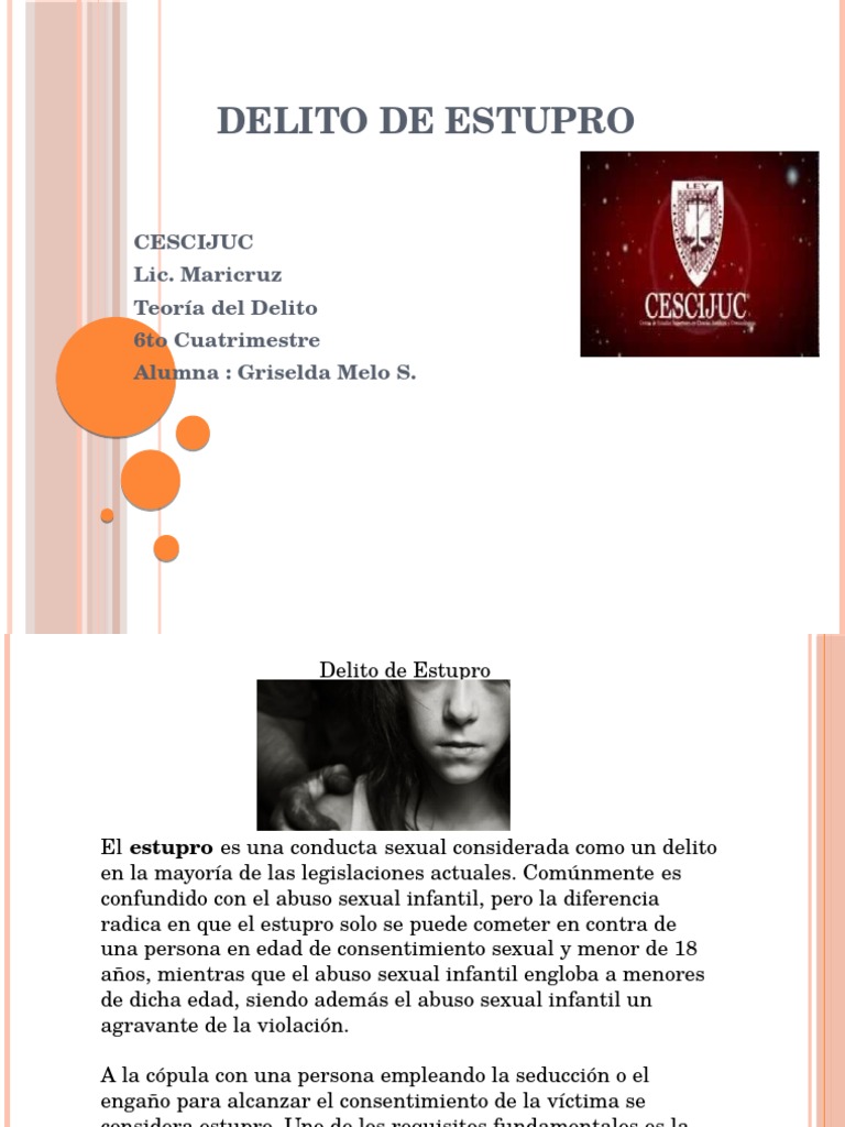 Delito de Estupro | PDF | Abuso sexual | Delito