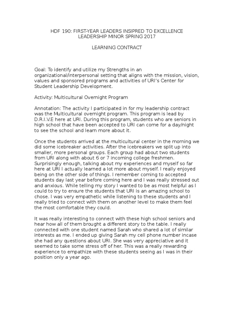 Learning Contract | PDF
