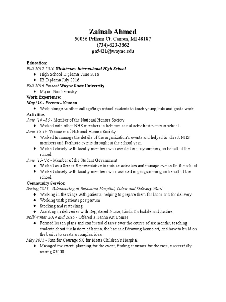 Ahmed Zainab Resume | PDF