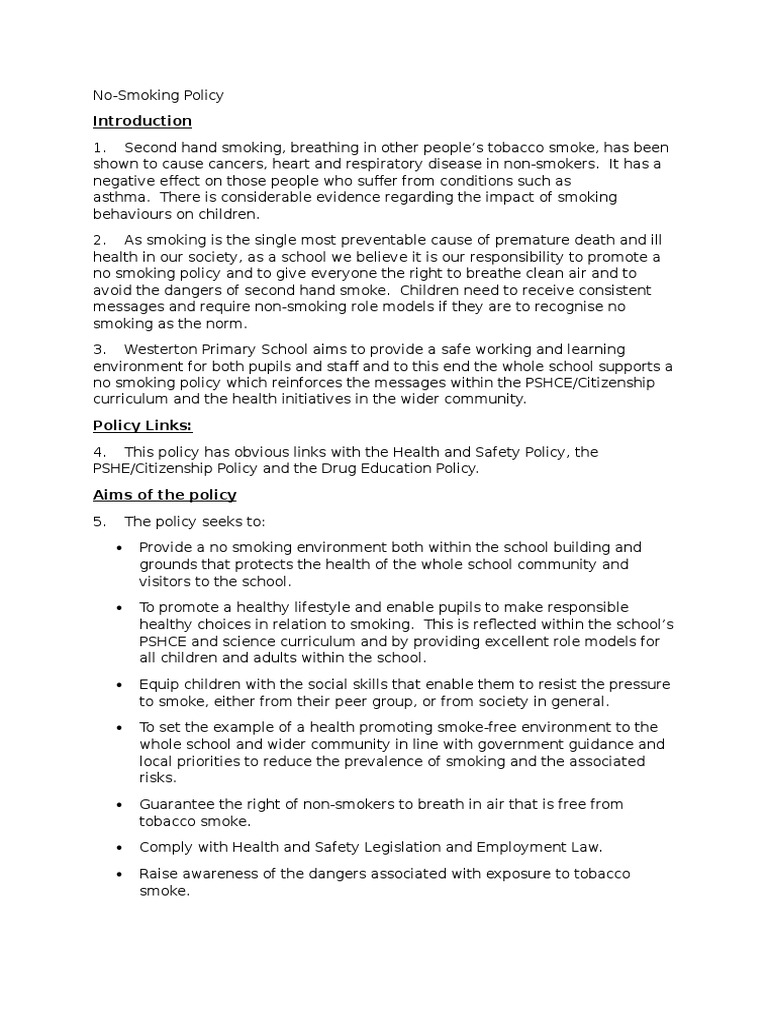 No Smoking Policy | PDF | Smoking | Determinants Of Health