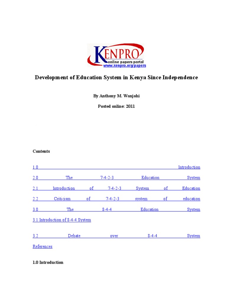 Development of Education System in Kenya Since Independence | Download ...