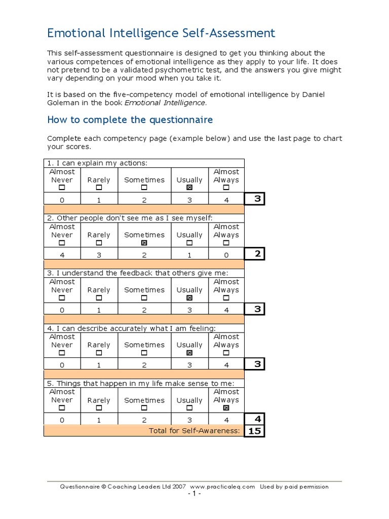 EQ Self Assessment | PDF | Emotional Intelligence | Empathy