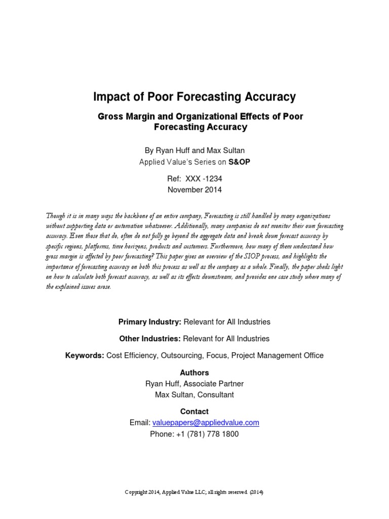 Impact of Poor Forecasting | Download Free PDF | Inventory | Forecasting