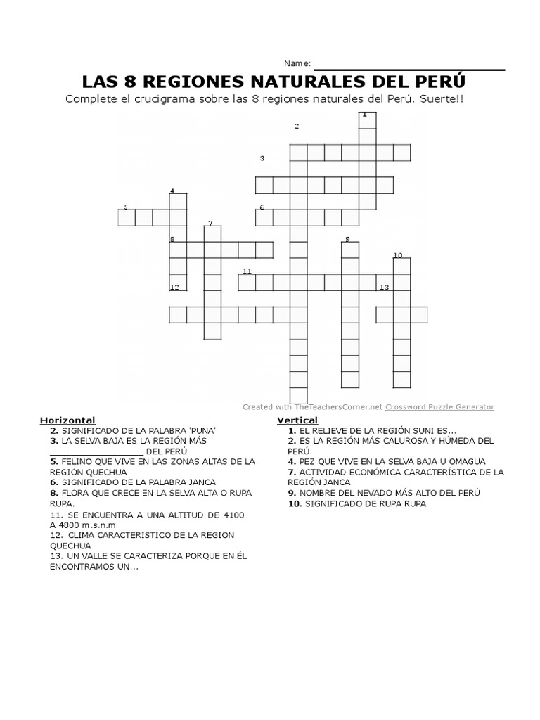 Las 8 Regiones Naturales Del Perú | PDF