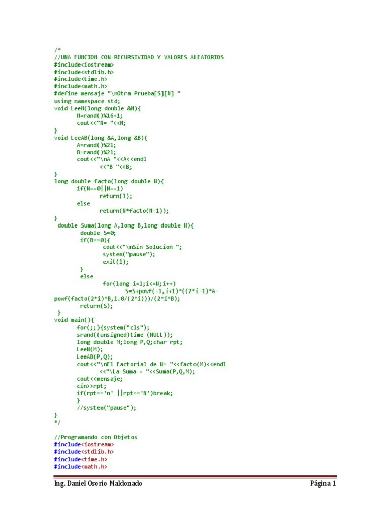 Recursive Function with Random Values and Object-Oriented Programming in C++ | PDF