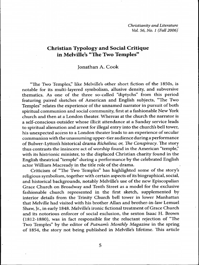 Christian Typology and Social Critique in Melville's Two Temples | PDF ...