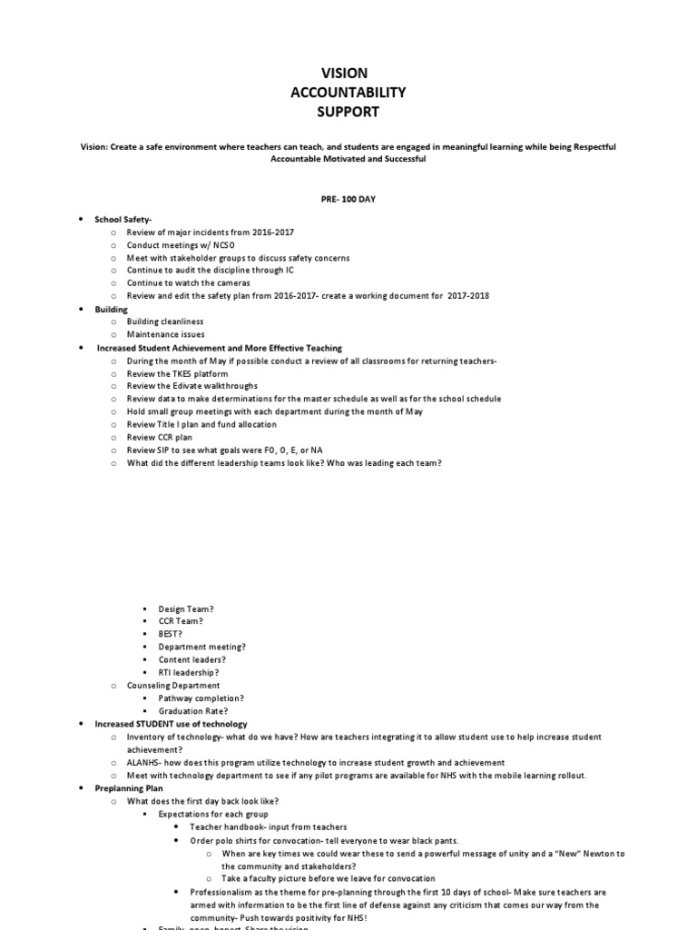 100 Day Action Plan | PDF | School Counselor | Teachers