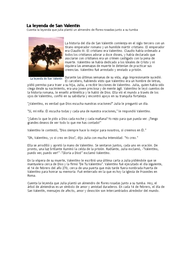 La Leyenda de San Valentín | PDF | día de San Valentín | Oración