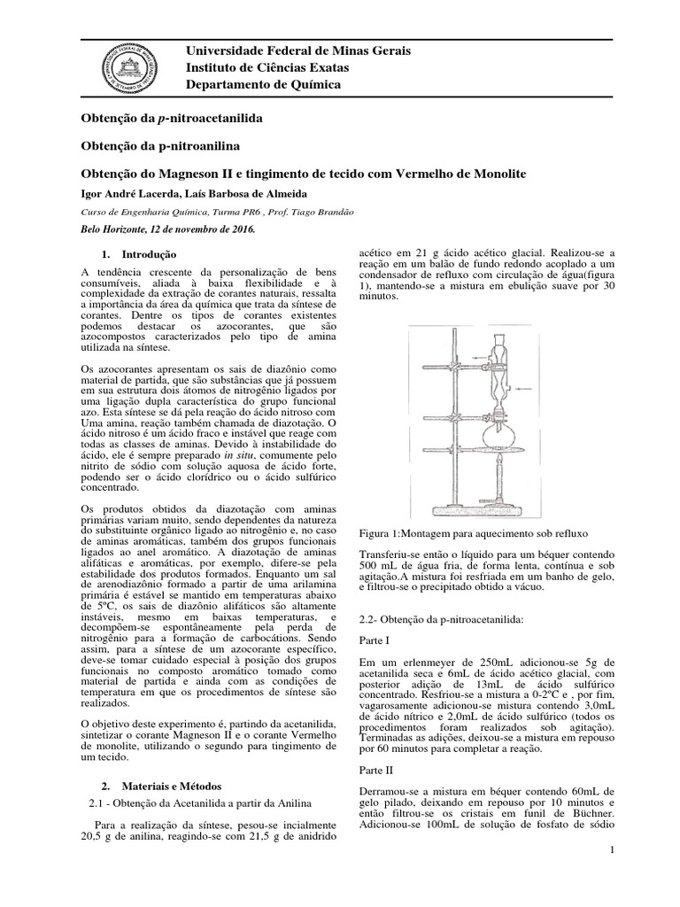 Síntese de Magneson II e Tingimento com Vermelho de Monolite | PDF ...