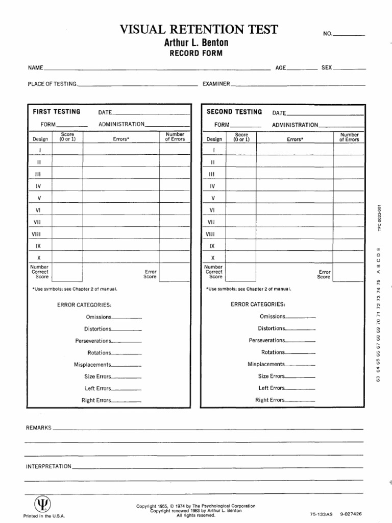 Benton VRT PDF | PDF | Rotation | Test (Assessment)
