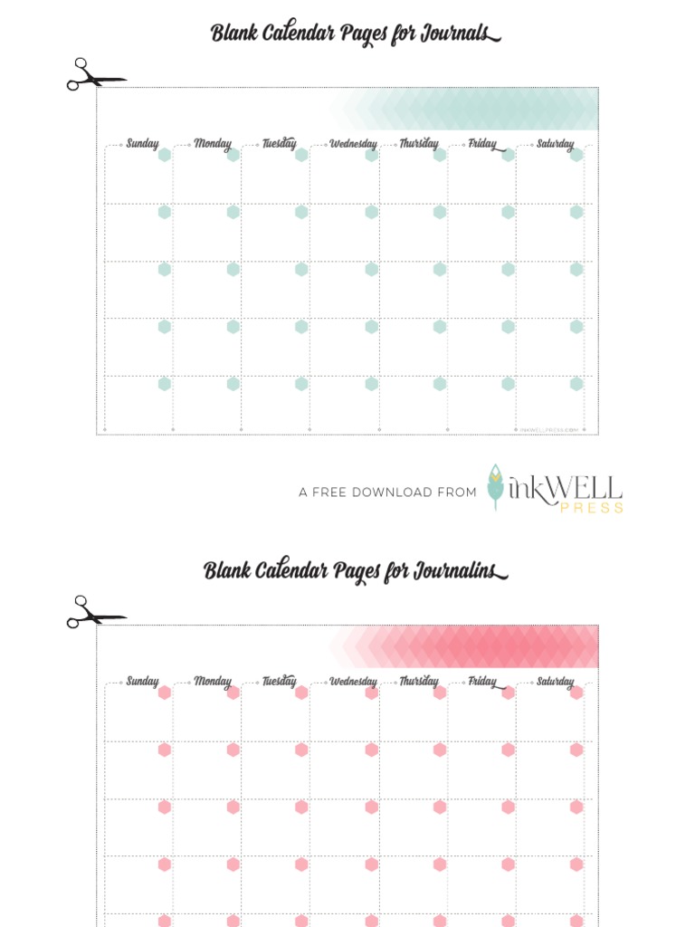 Free Blank Calendar Pages Download | PDF