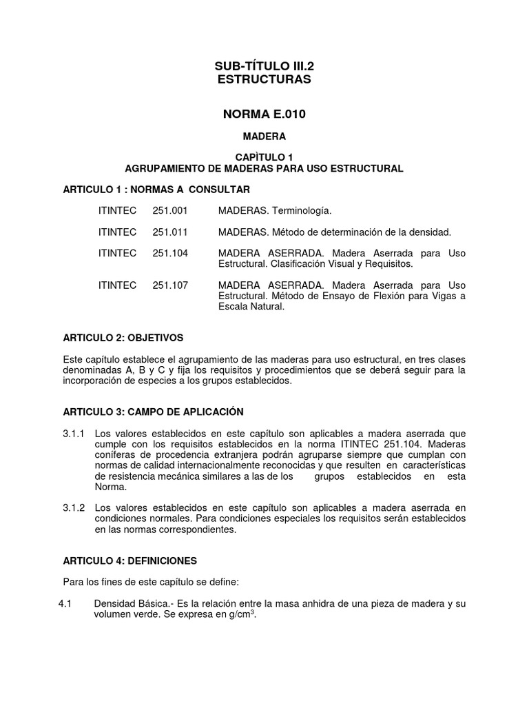 E.010 Madera DS #005-2014 PDF | PDF | Rigidez | Pandeo