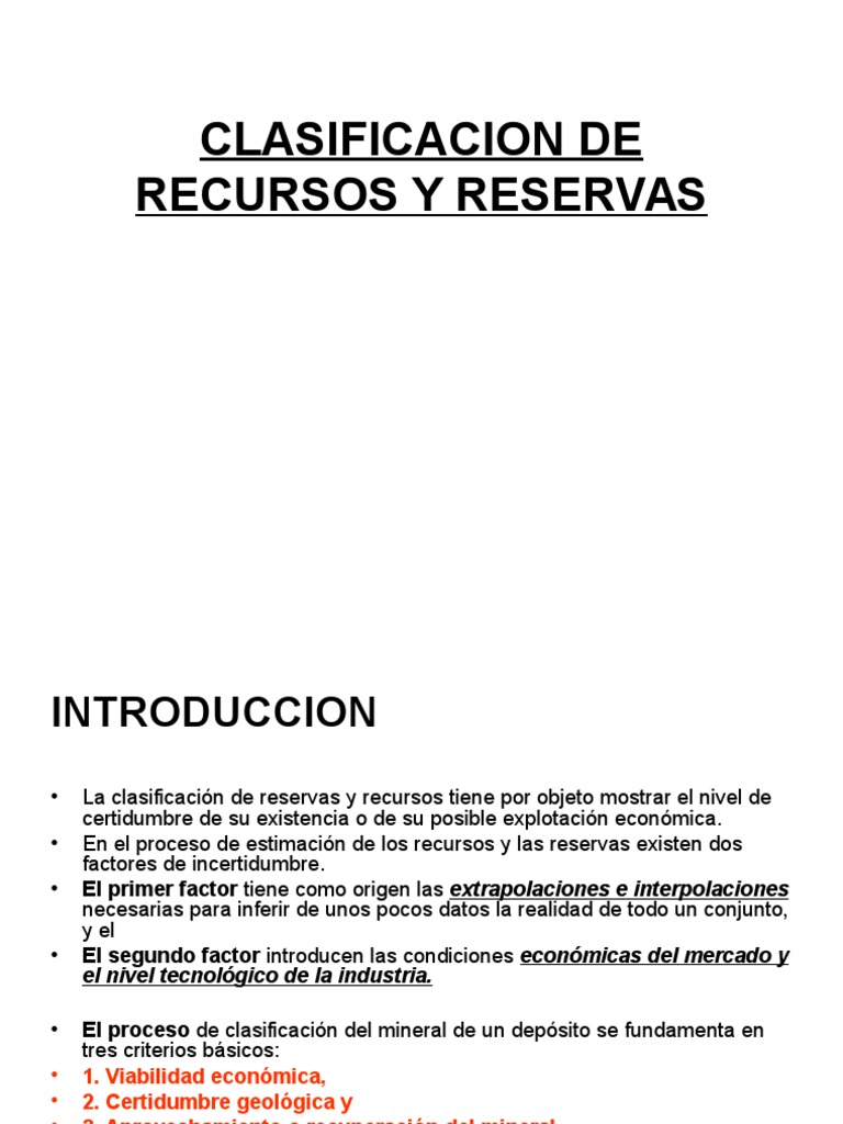 Clasificación de Recursos y Reservas Minerales | PDF | Geología | Minería