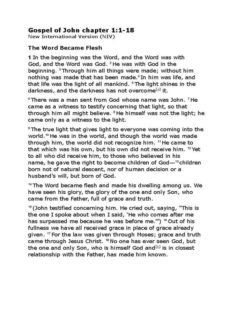 Gospel of John Chapter 1 | PDF