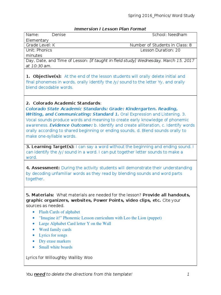 Im I Lesson Plan Template Phonics Word Study | Phonics | Educational ...