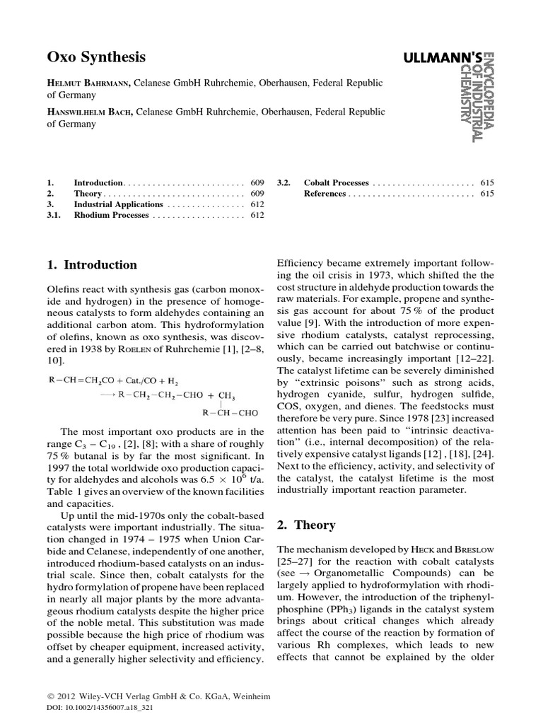 Oxo Synthesis for Chemists | PDF | Molecules | Physical Chemistry