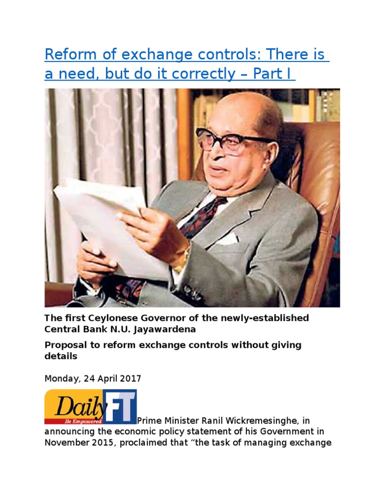 Reform of Exchange Controls | PDF | Foreign Exchange Reserves | Central Banks